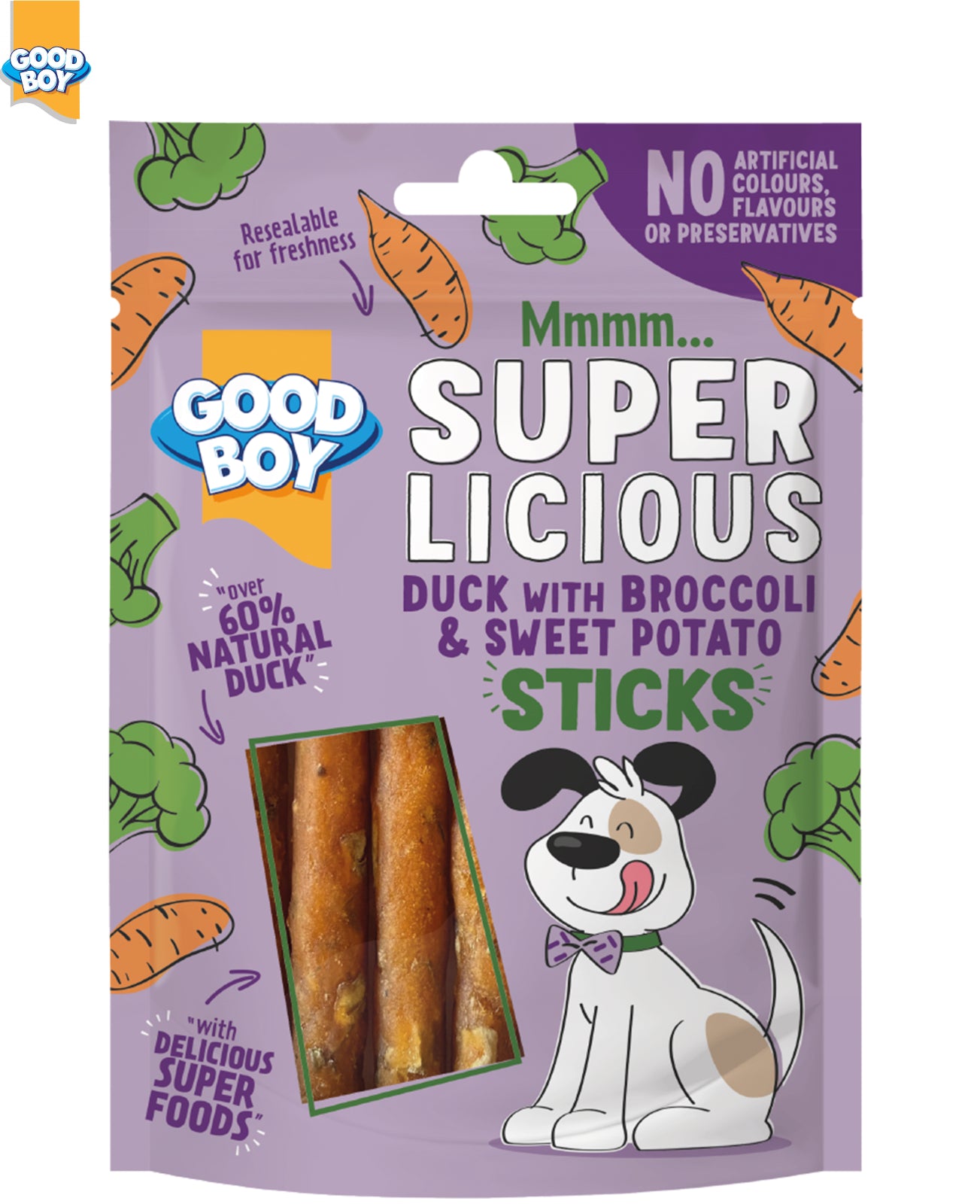 Good Boy Duck With Broccoli & Sweet Potato Sticks 70g – Wundapets